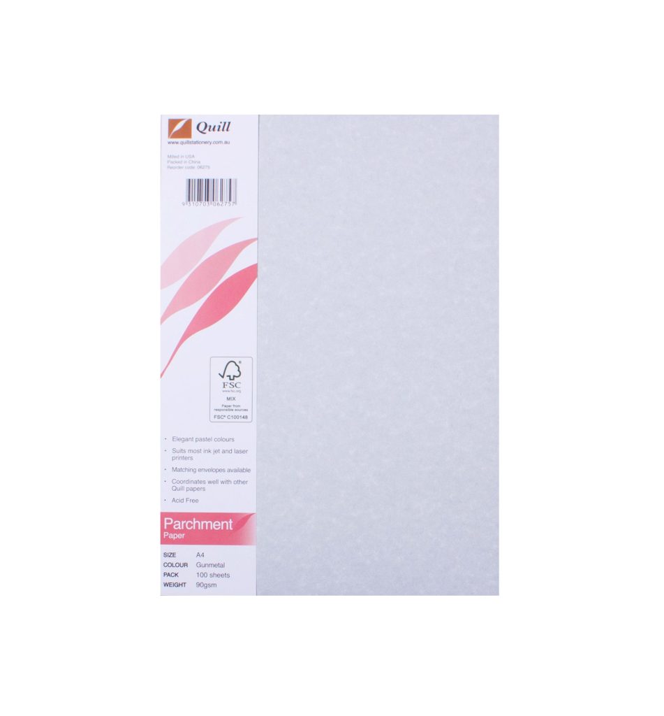 Quill Parchment Paper 90gsm A4 Pack 100 – Gunmetal – Quill Paper